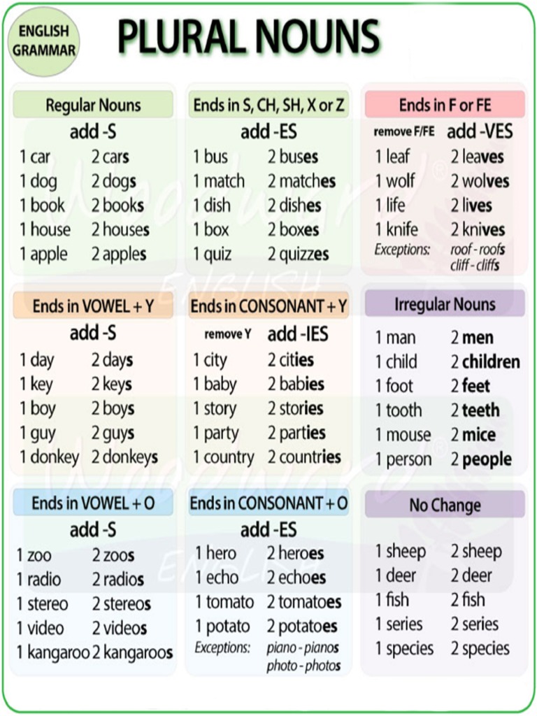 Plural of Nouns - Chart | PDF