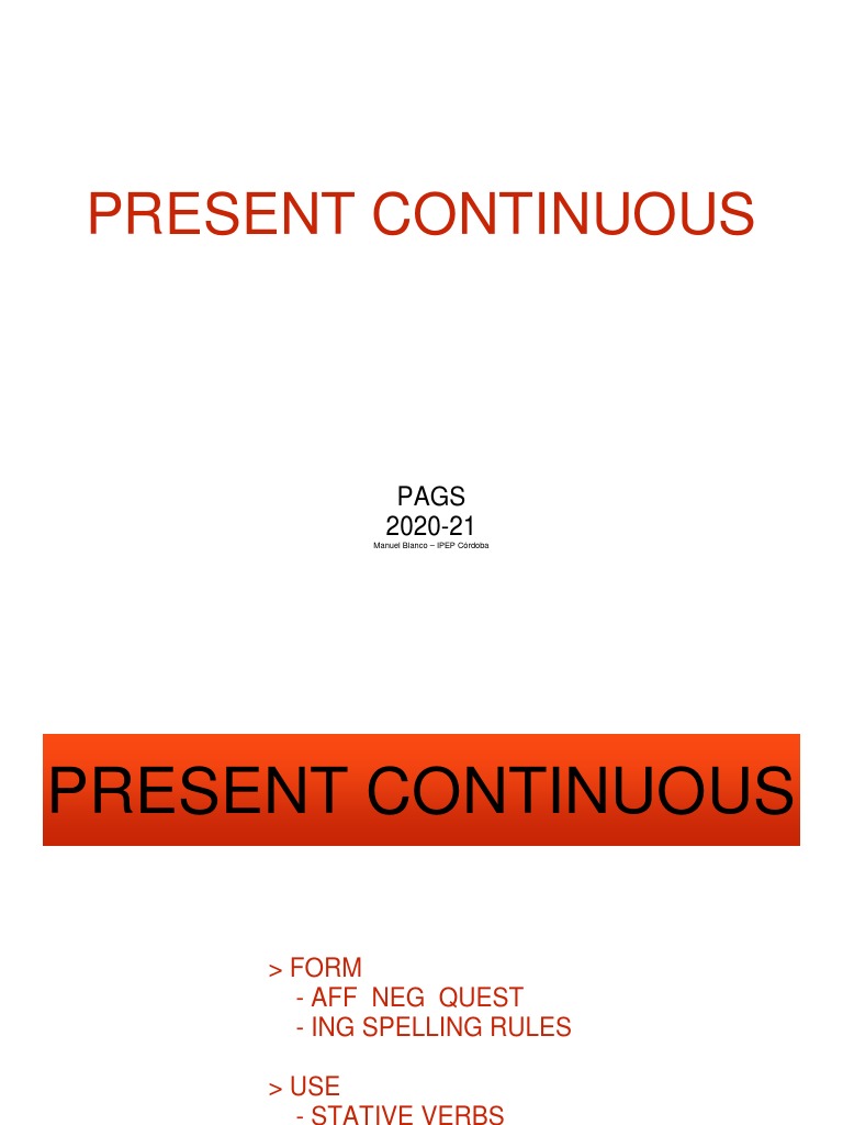 Present Continuous - Grammar | Download Free PDF | Cognitive Science | Syntax