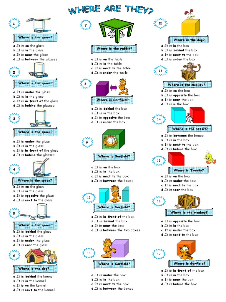 Prepositions of Place - Exercises | PDF