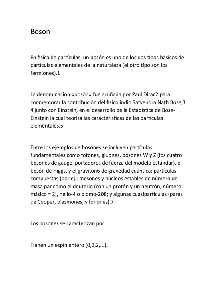 Boson | PDF | Boson | Bosón de Higgs