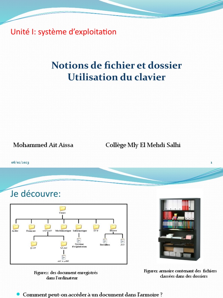 Unité I-S2-3-4 Système D - Exploitation - Notions de Fichier Et Dossier - Utilisation Du Clavier ...
