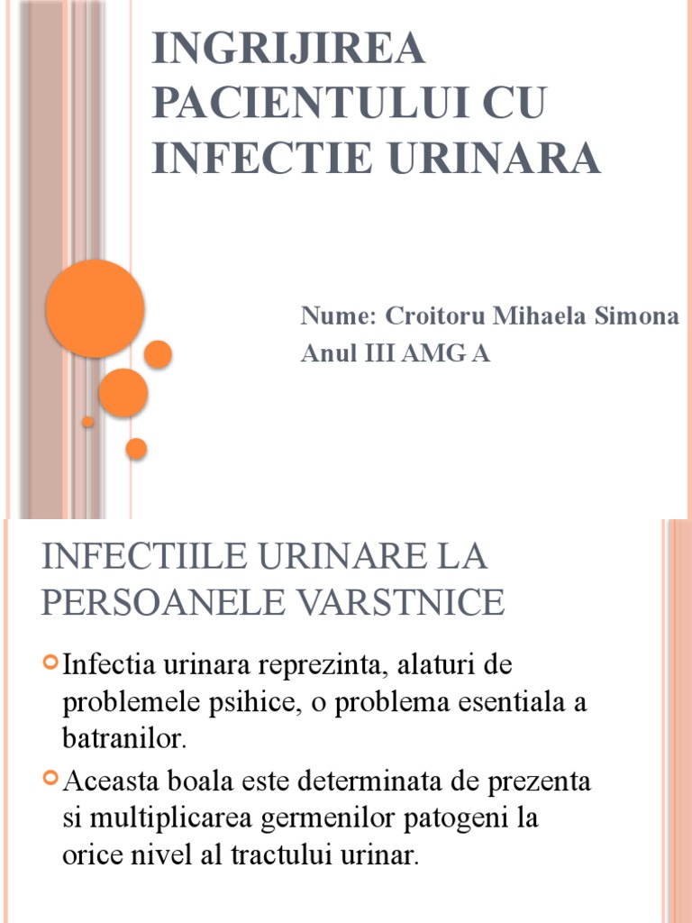 Ingrijirea Pacientului Cu Infectie Urinara | PDF