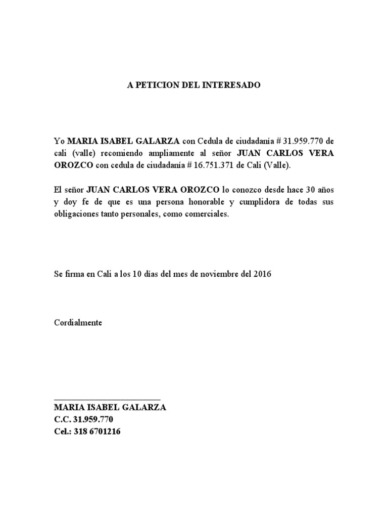 A Peticion Del Interesado | PDF