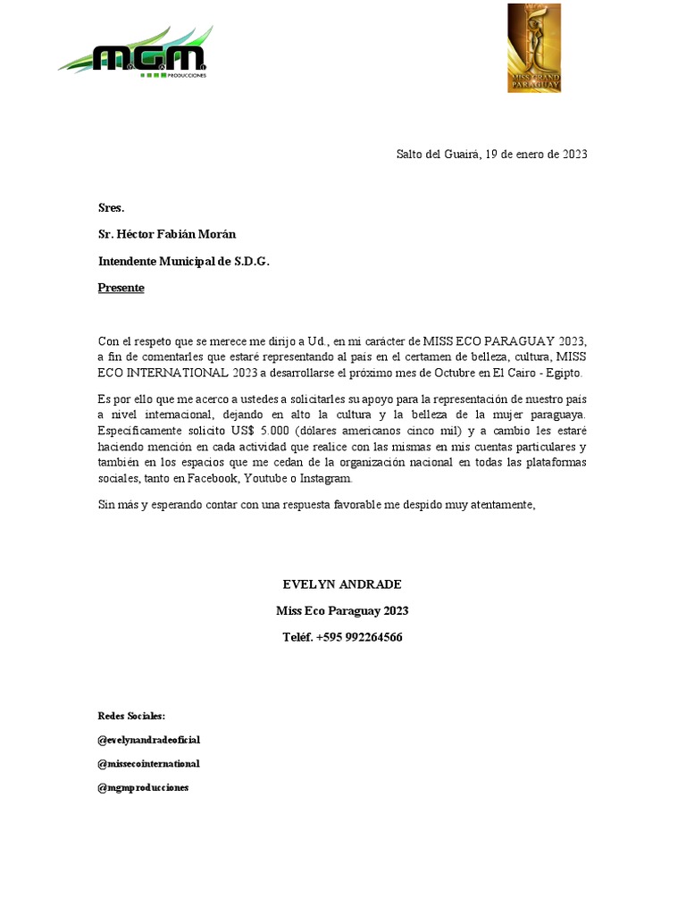 Nota para Pedido de Auspicio 2021 | PDF