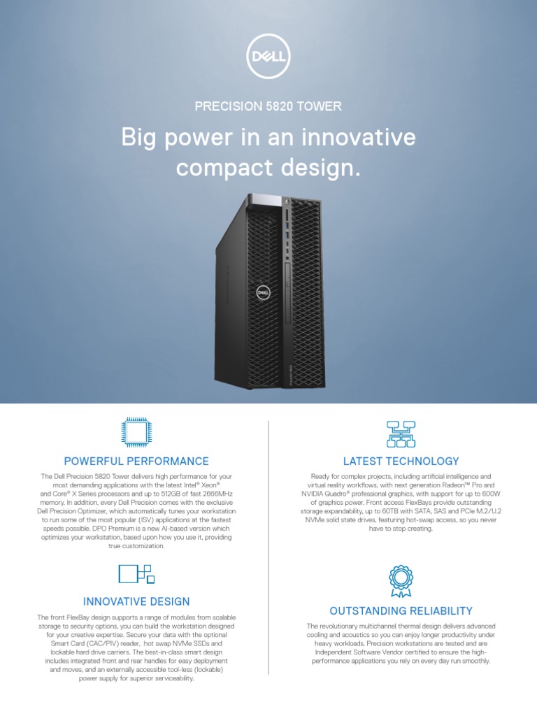 Precision 5820 Tower Spec Sheet | PDF | Solid State Drive | Intel