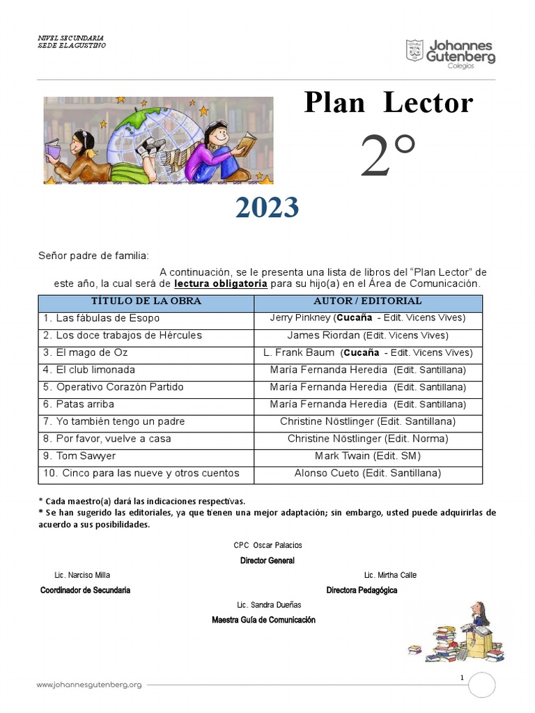 Plan Lector Secundaria | PDF