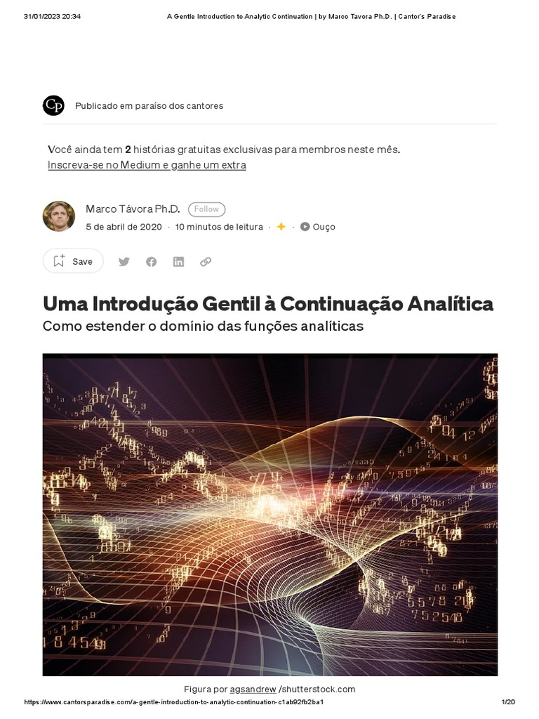 A Gentle Introduction To Analytic Continuation - by Marco Tavora Ph.D. - Cantor's Paradise | PDF ...