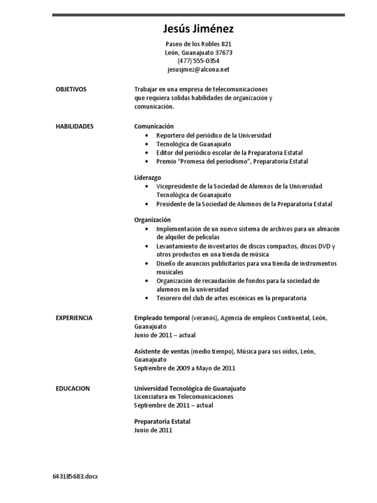 Canales Jorge 2C Curriculo Estudiantil | PDF