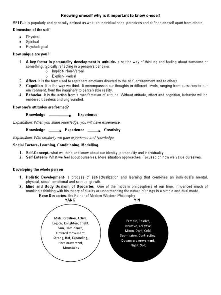Knowing Oneself Why Is It Important To Know Oneself | Download Free PDF ... Knowing Oneself Why Is It Important To Know Oneself | Download Free PDF ...