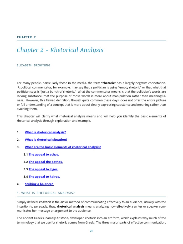 Textbook Chapter 2 - Rhetorical Analysis | PDF | Rhetoric | Public Speaking