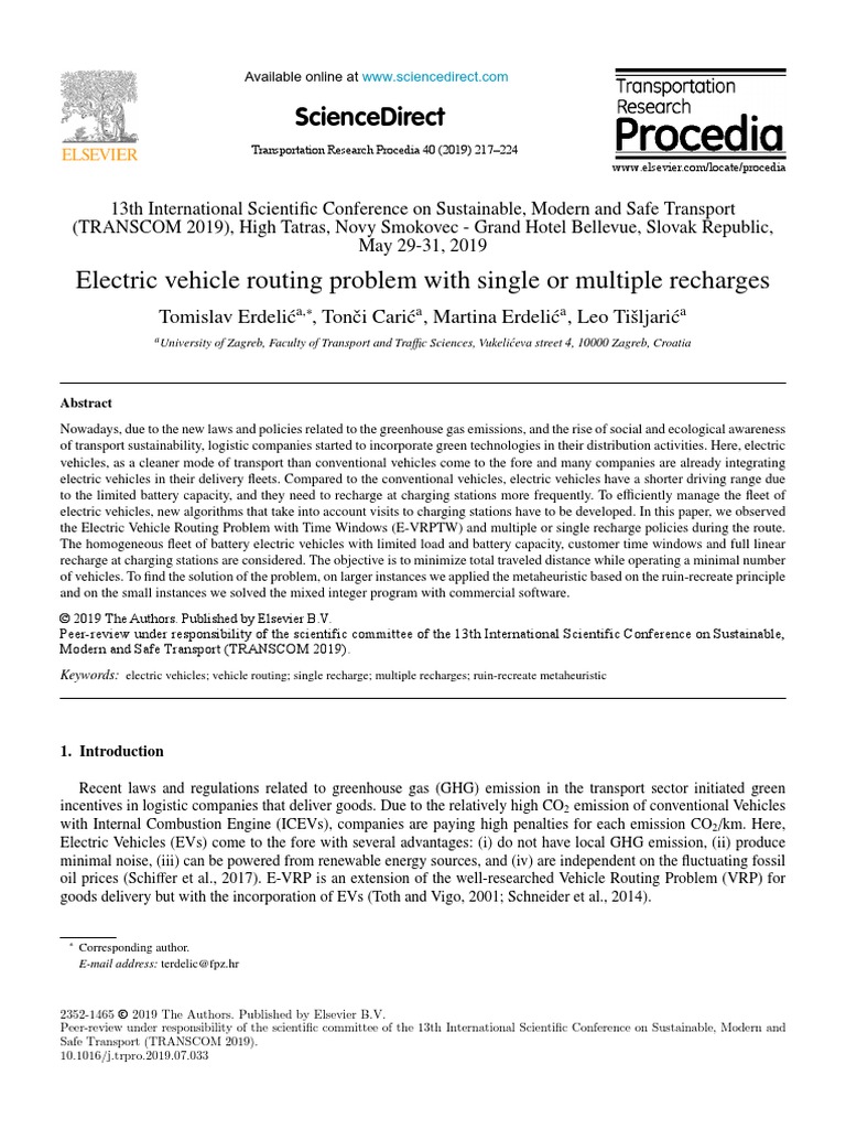 Electric Vehicle Routing Problem With Single Or Multiple Recharges