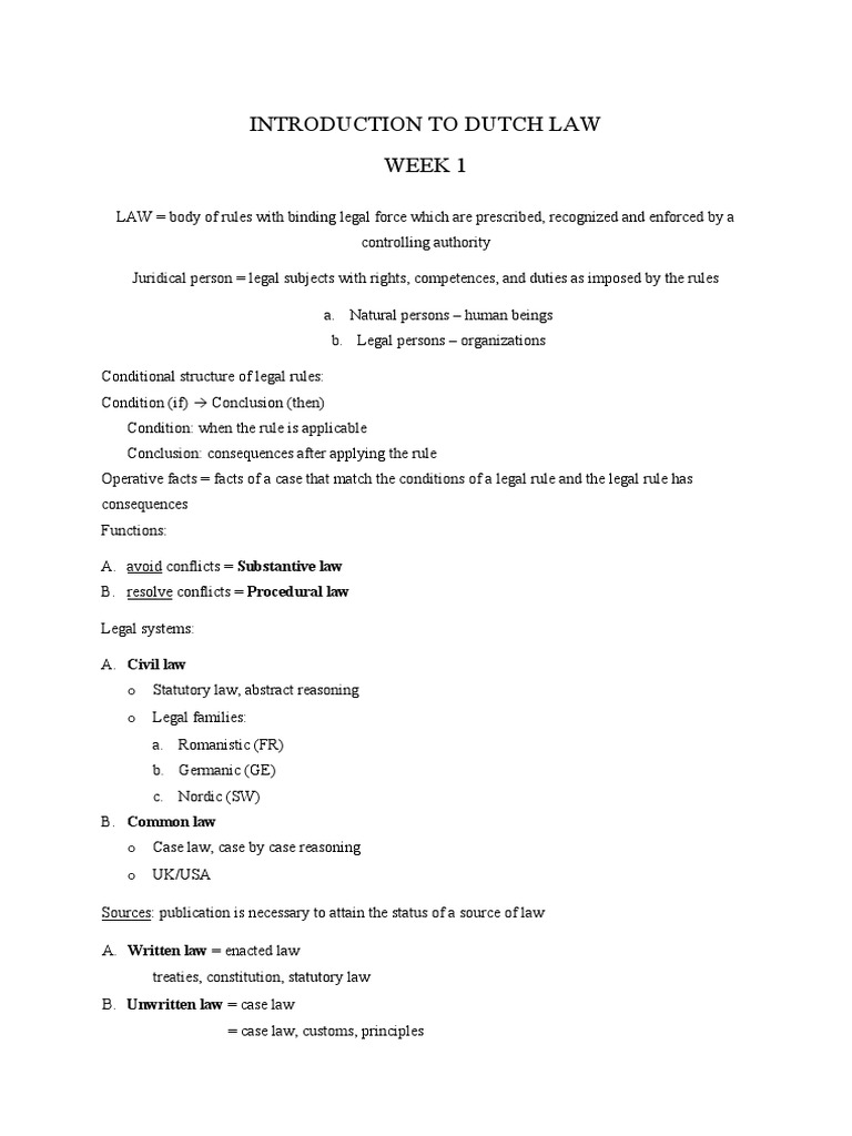 Introduction To Dutch Law | PDF | Precedent | Treaty