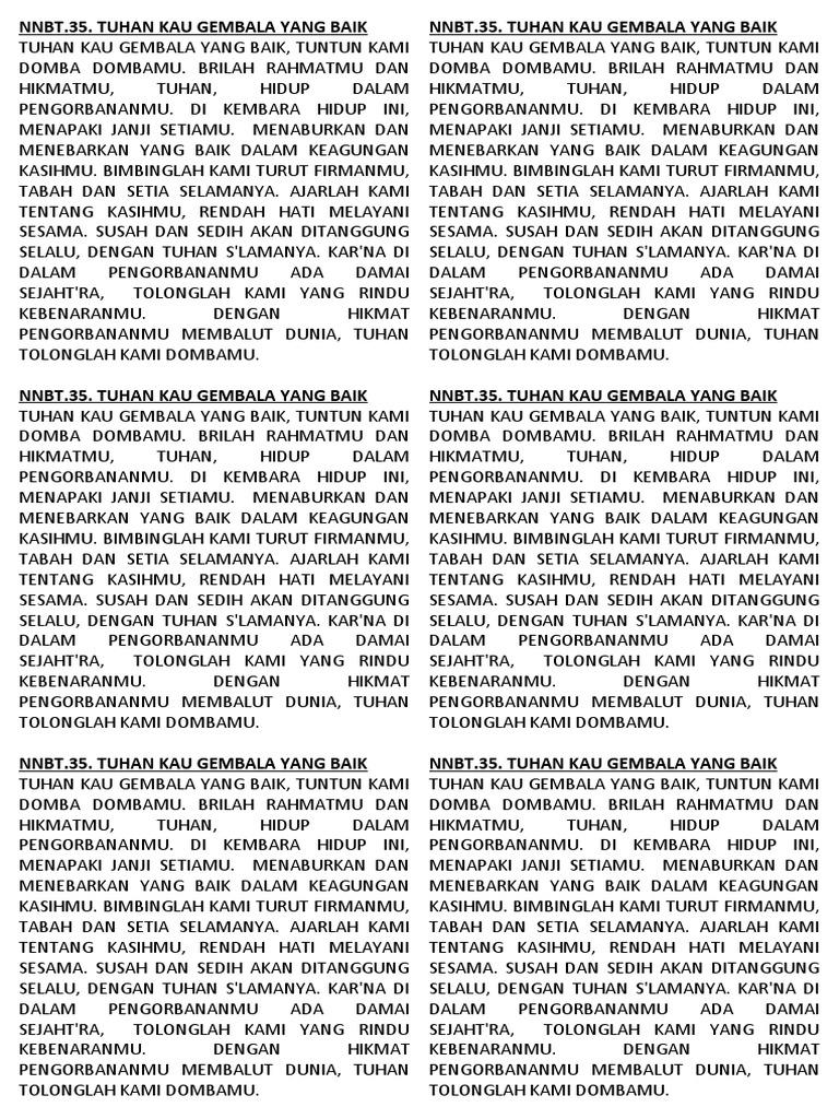 NNBT 35 Tuhan Kau Gembala Yang Baik | PDF
