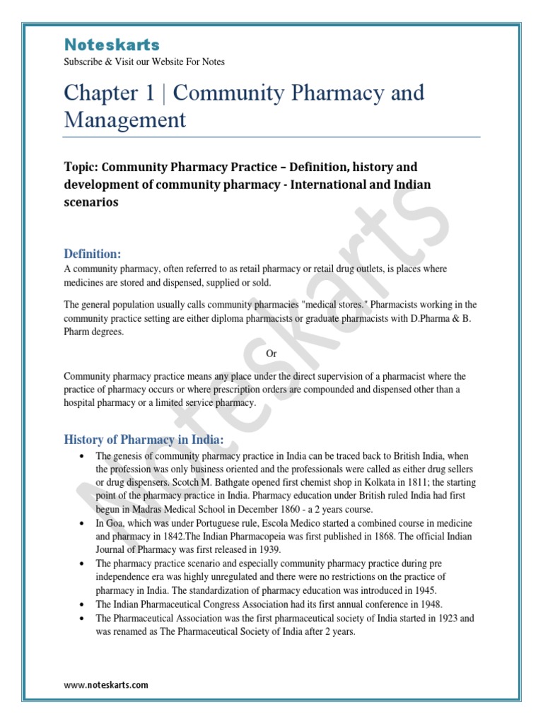 Chapter 1 Community Pharmacy Practice - Definition History and ... Chapter 1 Community Pharmacy Practice - Definition History and ...
