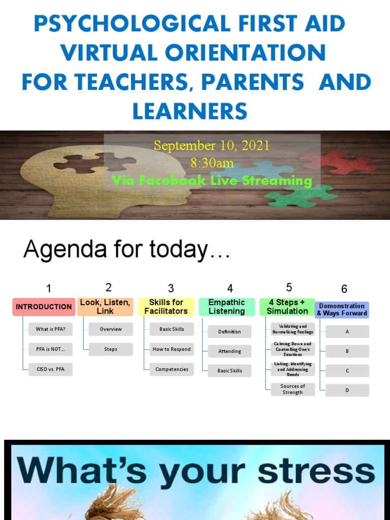 DRRM Psychological First Aid Orientation For Teachers 1 | PDF | Feeling ...