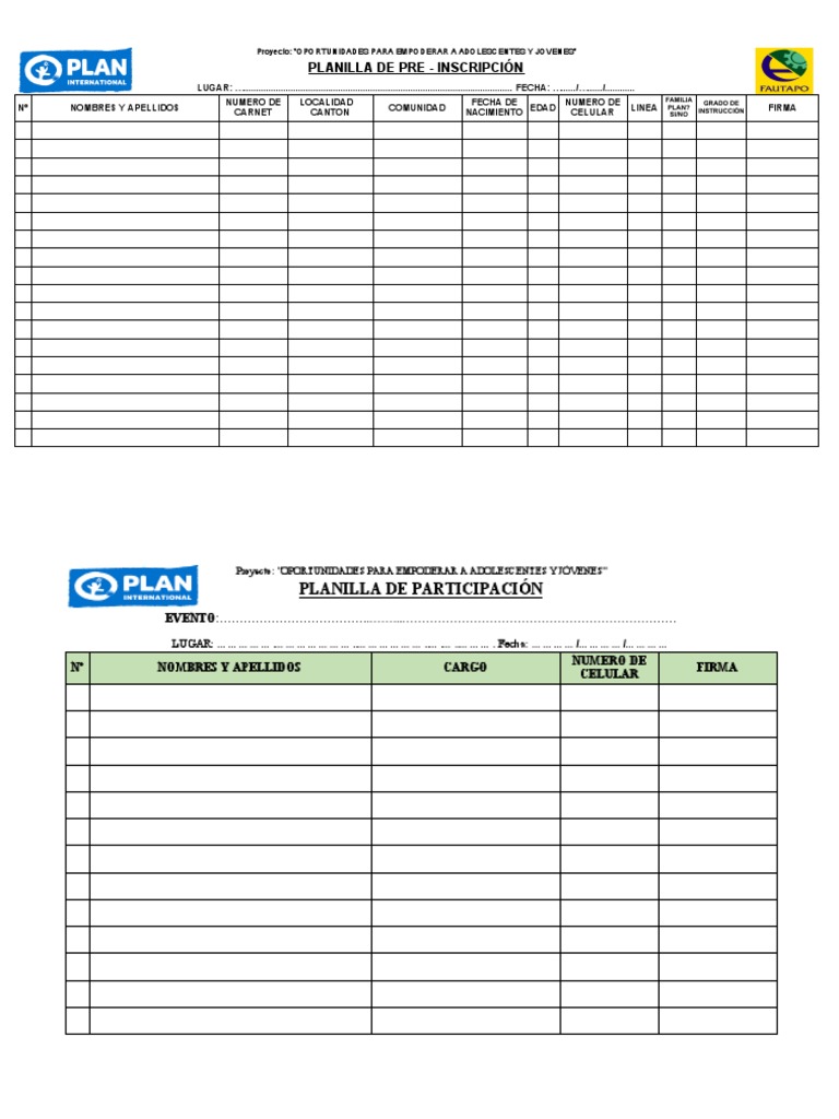 Inscripción para Empoderar Jóvenes | PDF