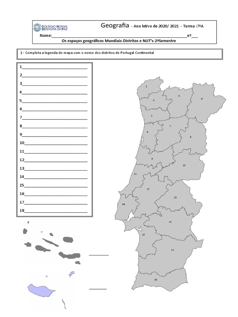 Ficha Distritos e NUT | Download grátis PDF | Geografia | Geociências