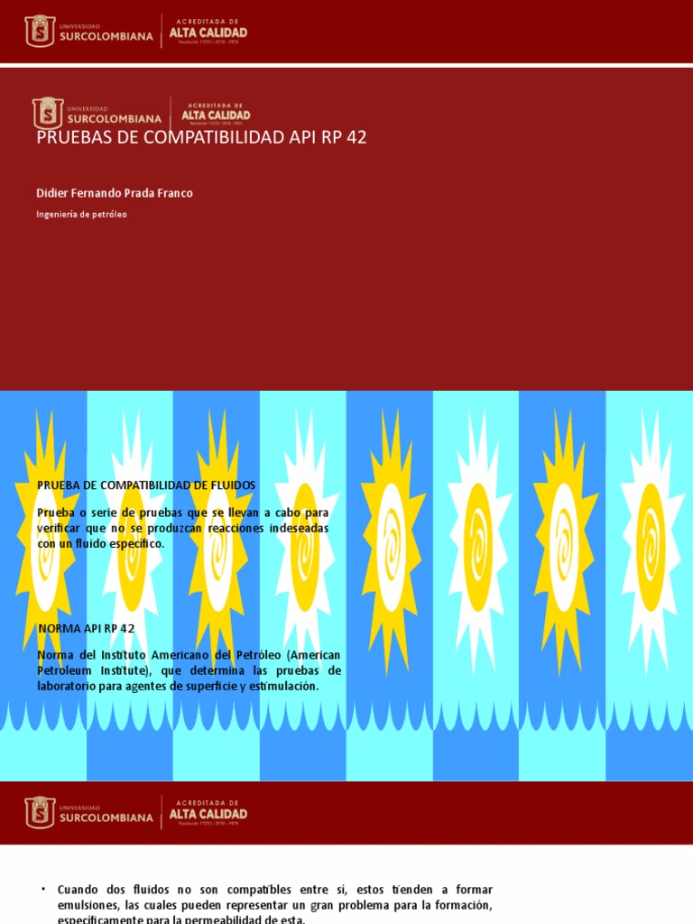 Expo. Pruebas de Compatibilidad API RP 42 | PDF | Petróleo | Química