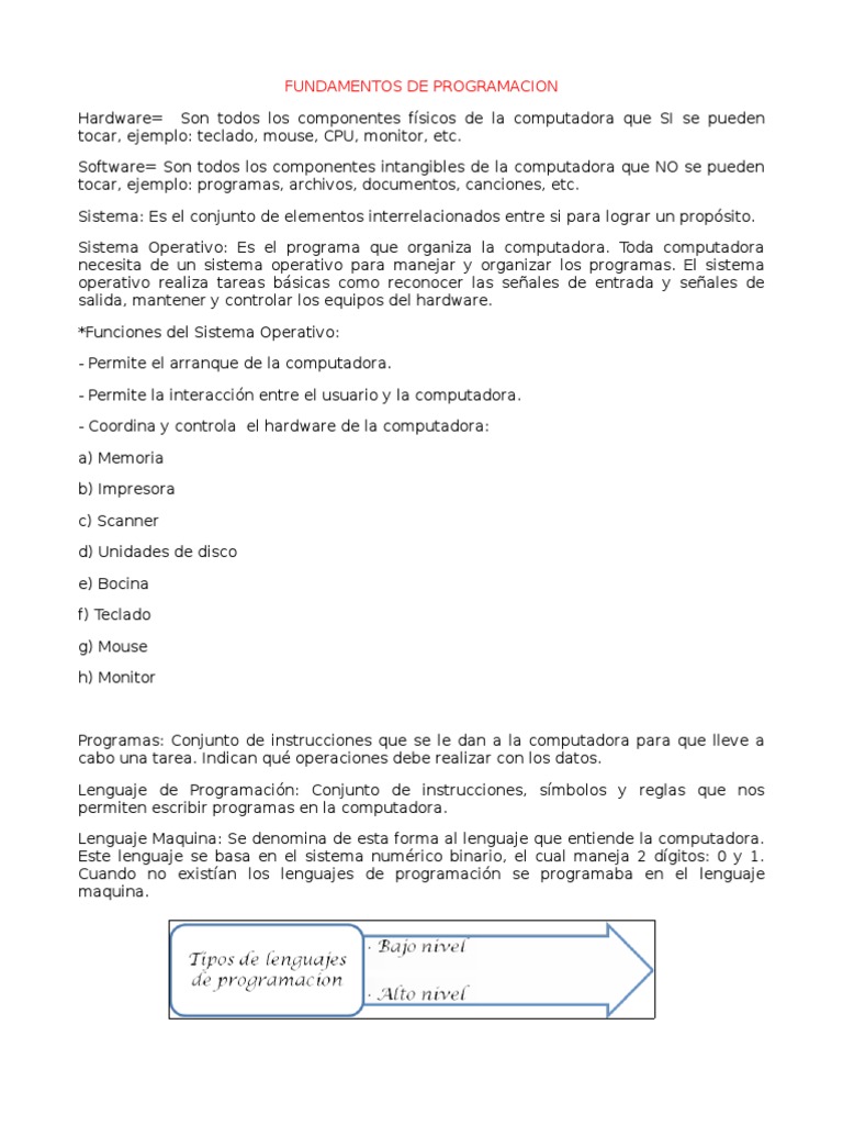 Fundamentos de Programacion | PDF | Lenguaje de programación | Algoritmos
