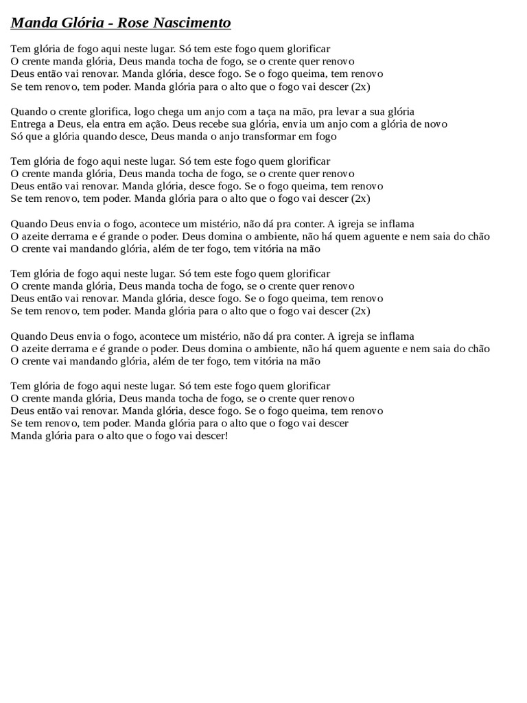 Manda Glória - Rose Nascimento | PDF