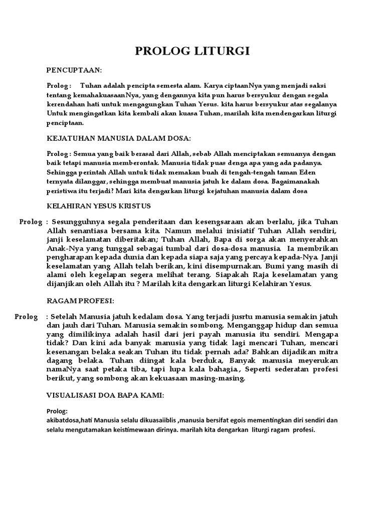 Prolog Liturgi: Penciptaan dan Keselamatan | PDF
