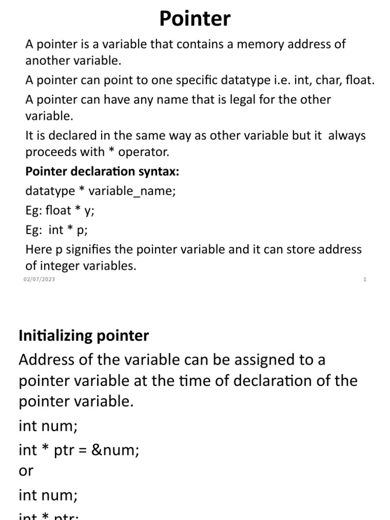 An In-Depth Explanation of Pointers in C | PDF | Pointer (Computer Programming) | Parameter ...