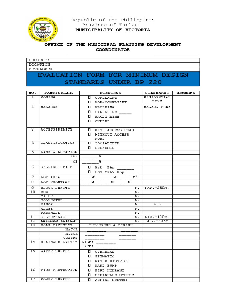 Evaluation Form BP 220 1 | PDF | Environmental Engineering | Environmental Science
