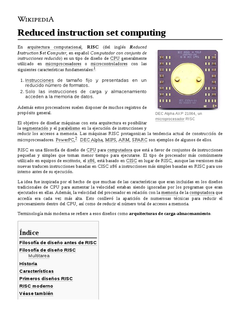 Reduced Instruction Set Computing | Descargar gratis PDF | Unidad Central de procesamiento ...