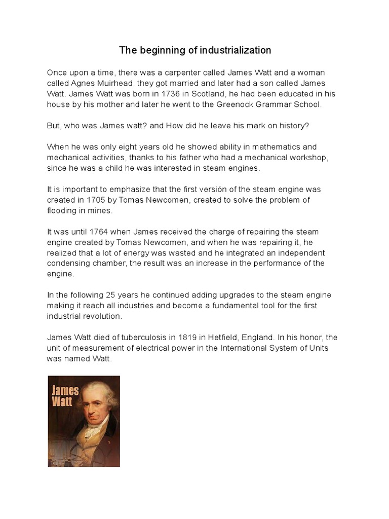 James Watt: Pioneer of Industrialization | PDF