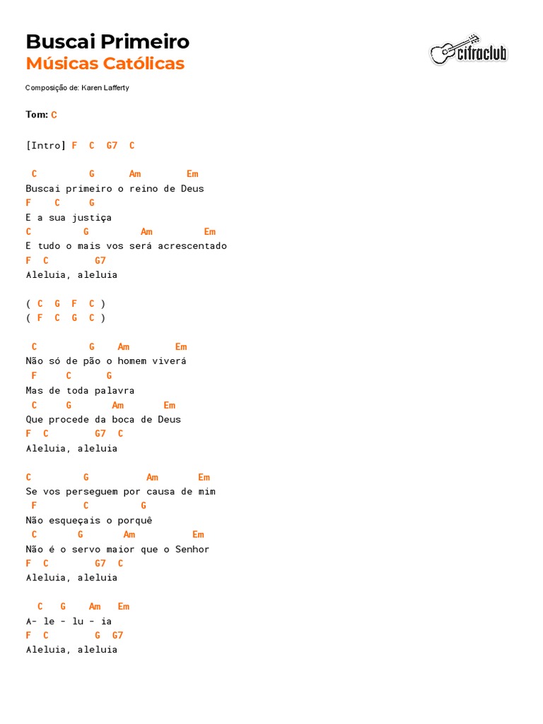 Cifra Club - Músicas Católicas - Buscai Primeiro | PDF