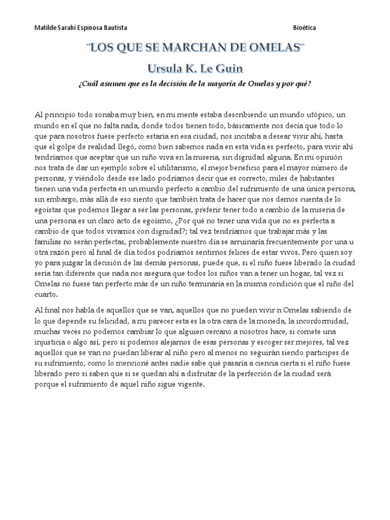 Bioética de Omelas | PDF