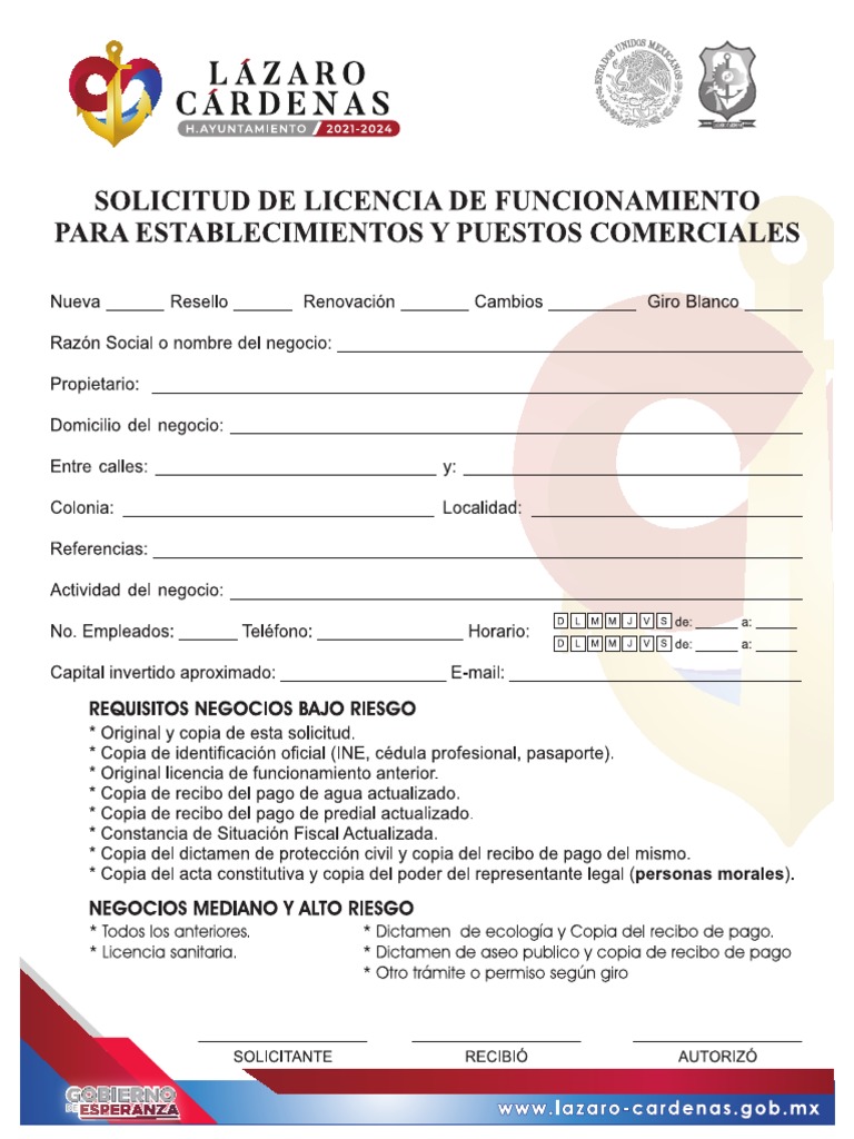 Solicitud de Licencia (Formato Único) | PDF