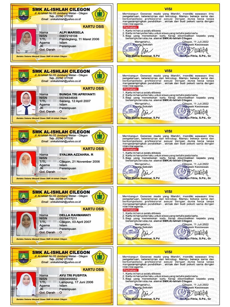 Kartu Osis SMK 2022 | PDF