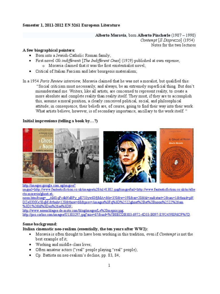Alberto Moravia's "Contempt" Analysis | PDF | Science | Philosophical ...