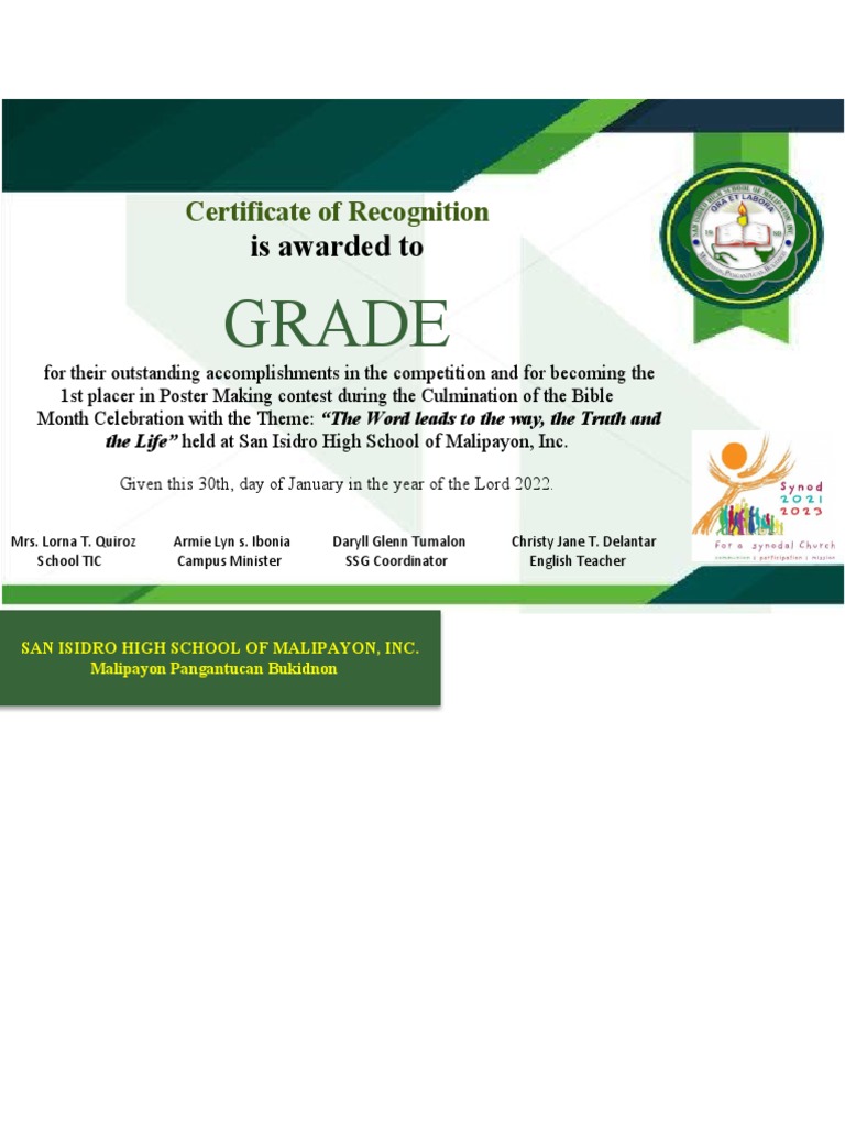 Bible Month Poster Contest Award | PDF