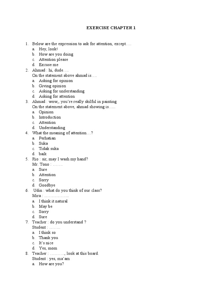 Exercise Chapter 1 | PDF