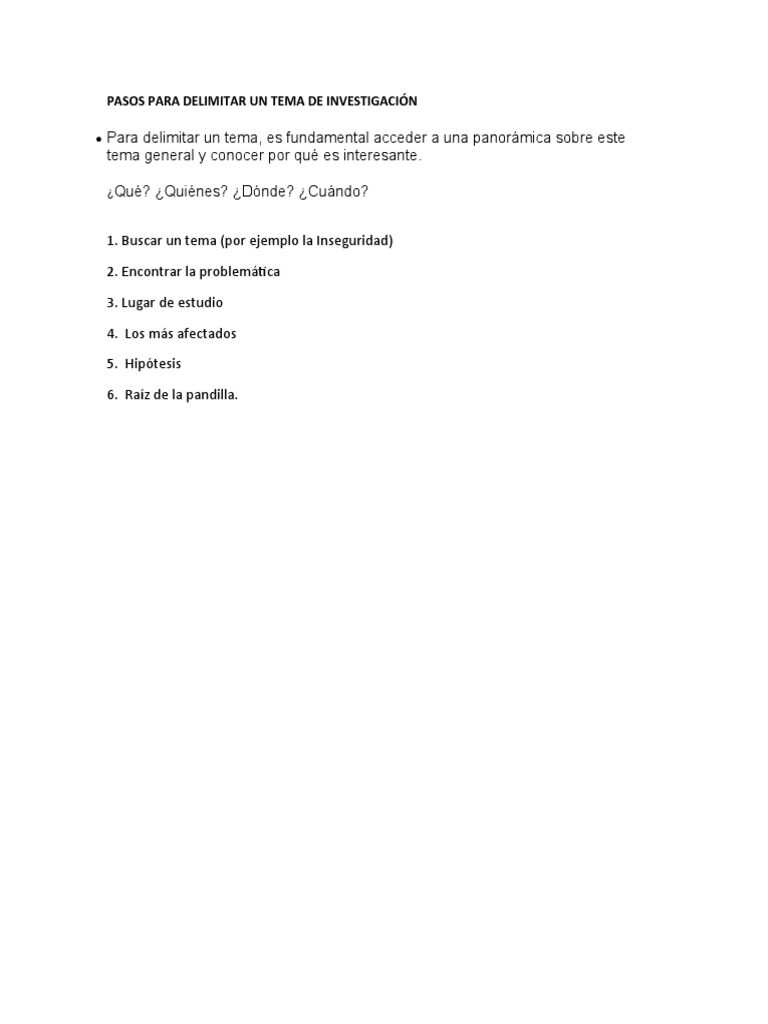 Pasos para Delimitar Un Tema de Investigación | PDF