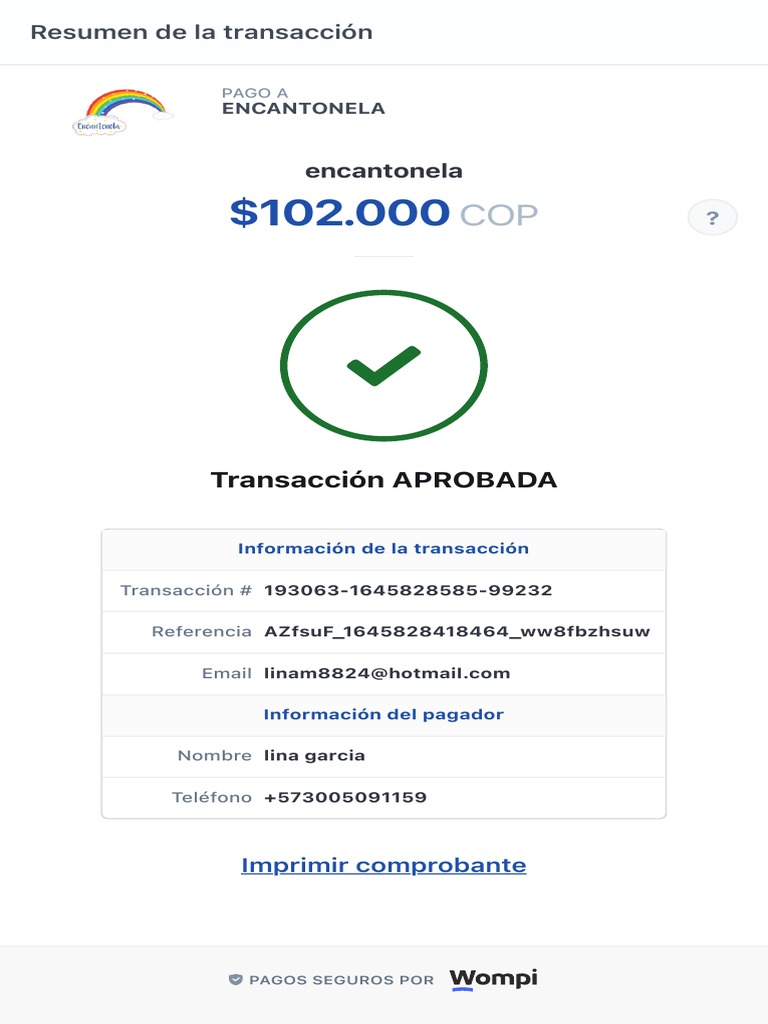 Comprobante de Pago Wompi | PDF
