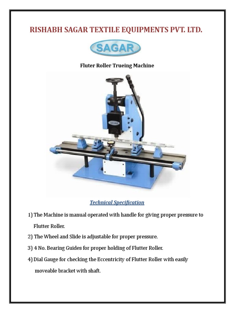 15-Fluter Roller Trueing Machine Special Rishabh Sagar | PDF