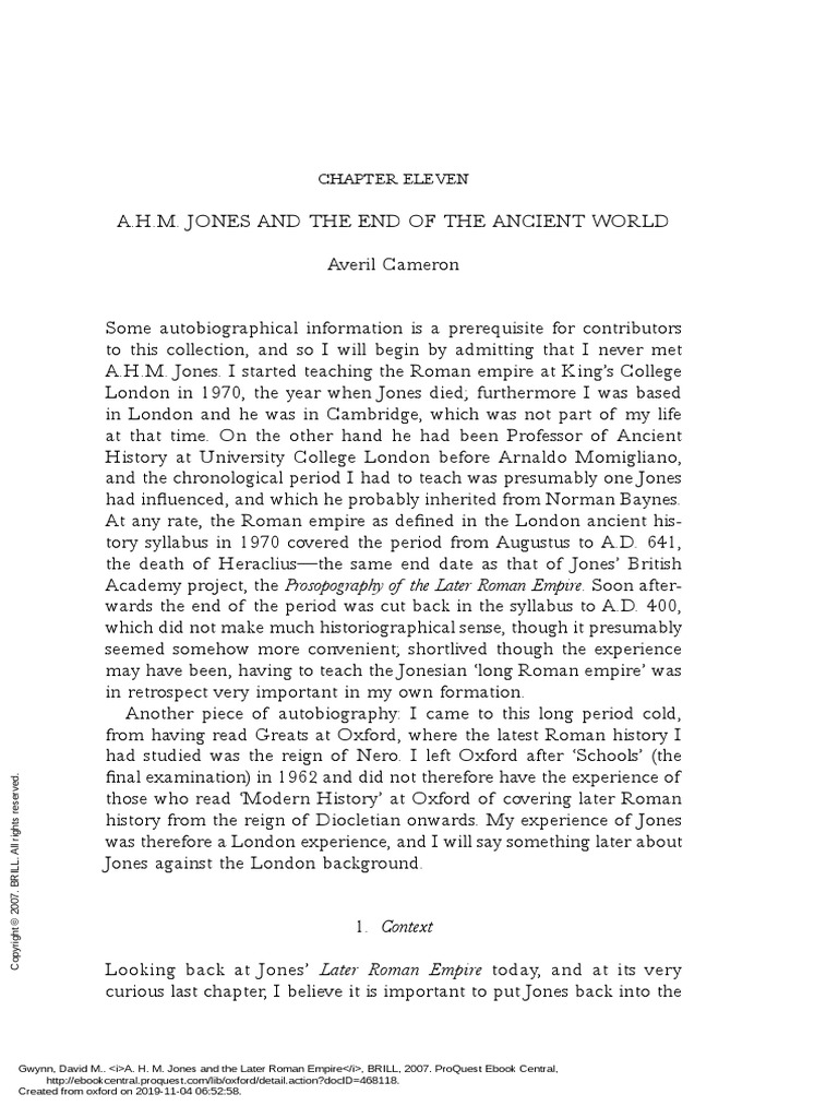 A H M Jones and The End of The Ancient W | PDF | Roman Empire | Late Antiquity
