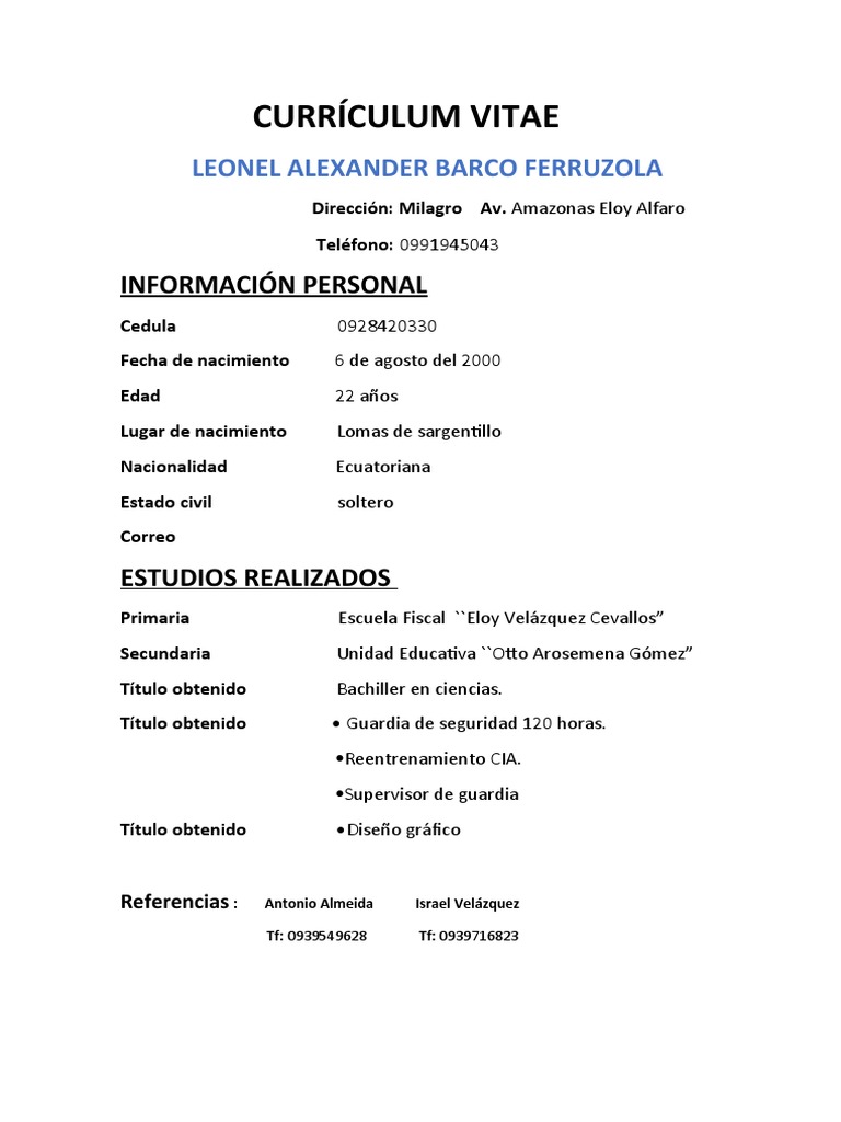 Documento (5) CURRÍCULUM Vitae Leonel Barco | PDF