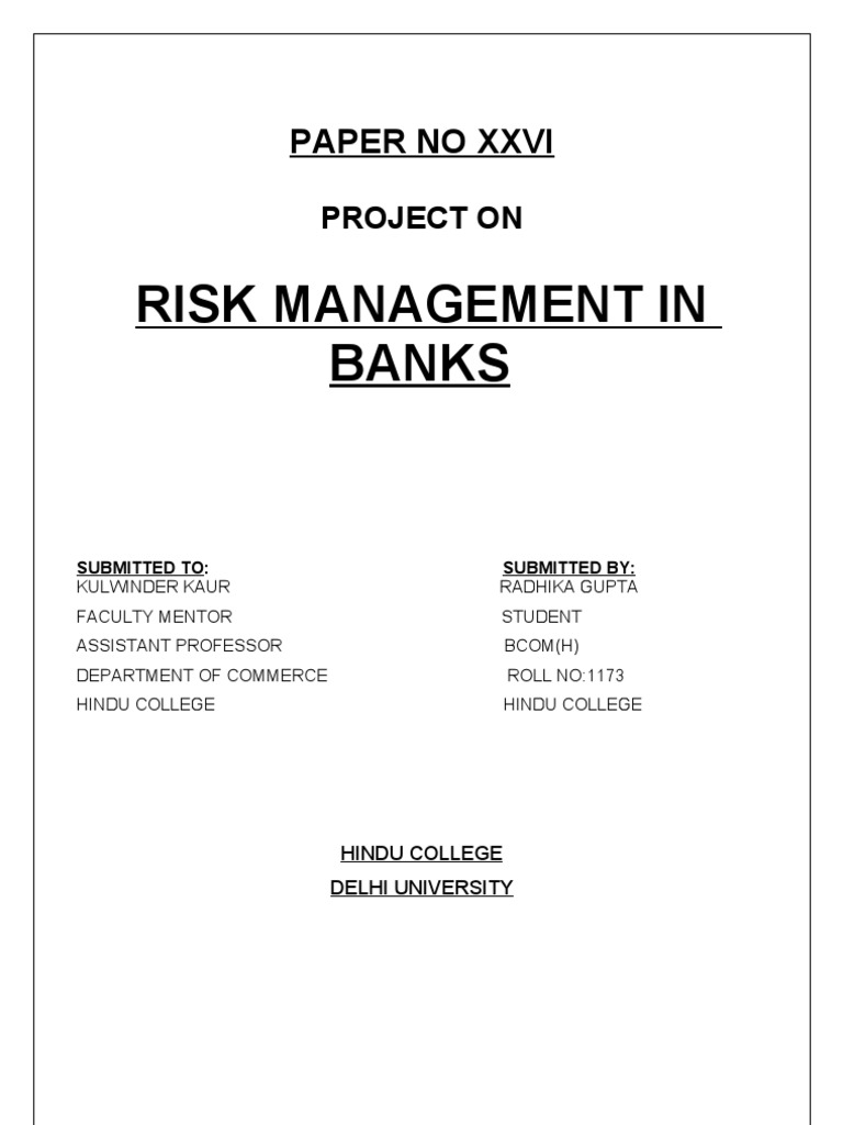 Risk Management in Banks: Paper No Xxvi | PDF | Basel Ii | Capital ...