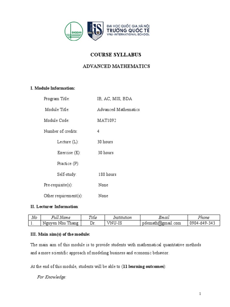 MAT1092 AdvMath | PDF | Matrix (Mathematics) | Mathematics