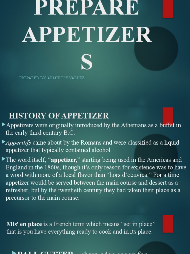 Prepare Appetizers | PDF | Hors D'oeuvre | Western Cuisine