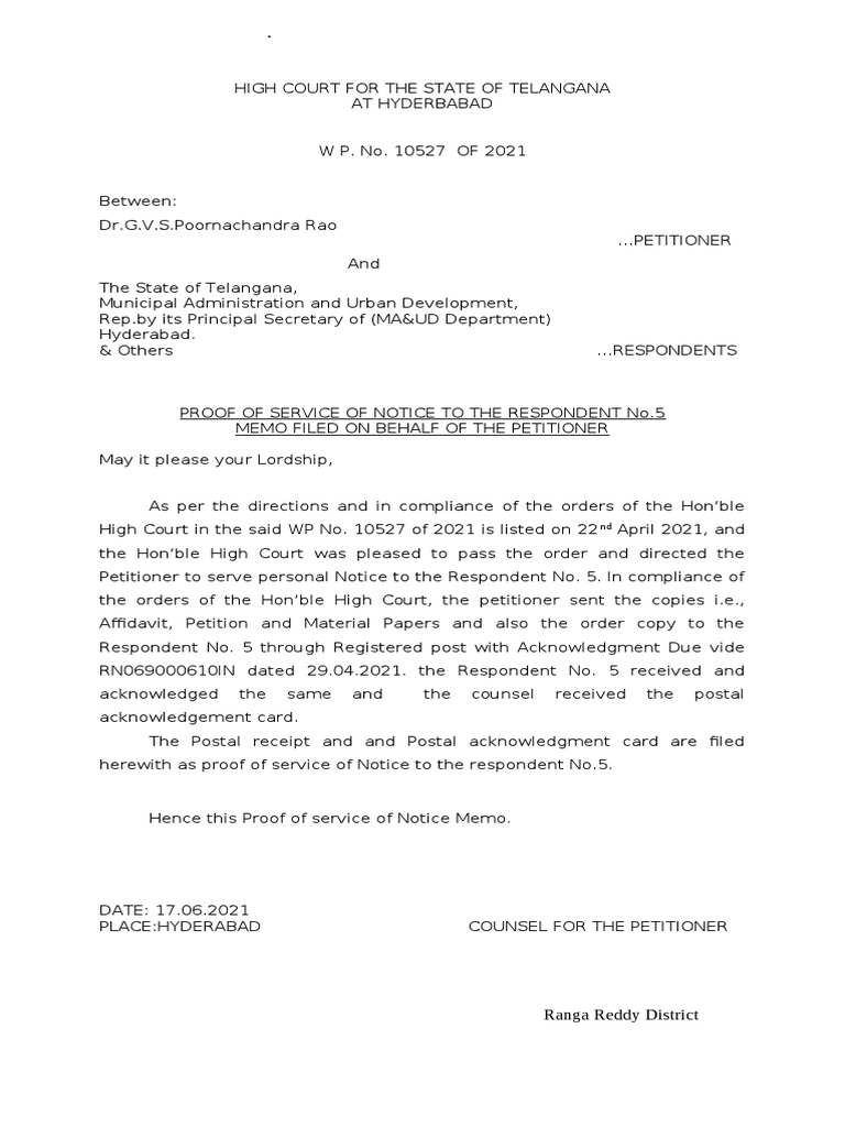 MEMO-Proof of Service - Doc - Edited | PDF