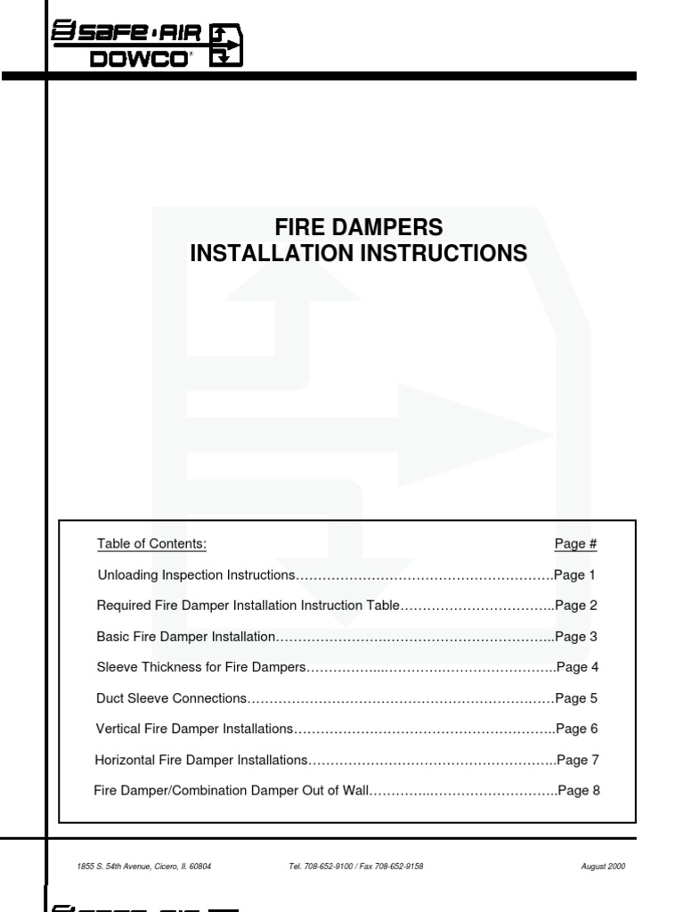 Fire Damper Installation Guide | PDF | Duct (Flow) | Screw