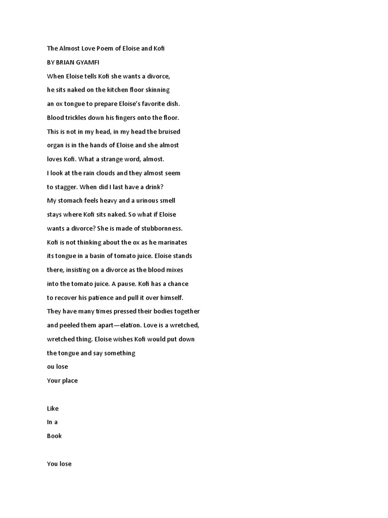 The Almost Love Poem of Eloise and Kofi | PDF
