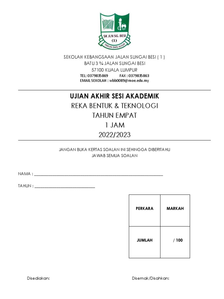 UASA RBT Tahun 4 | PDF