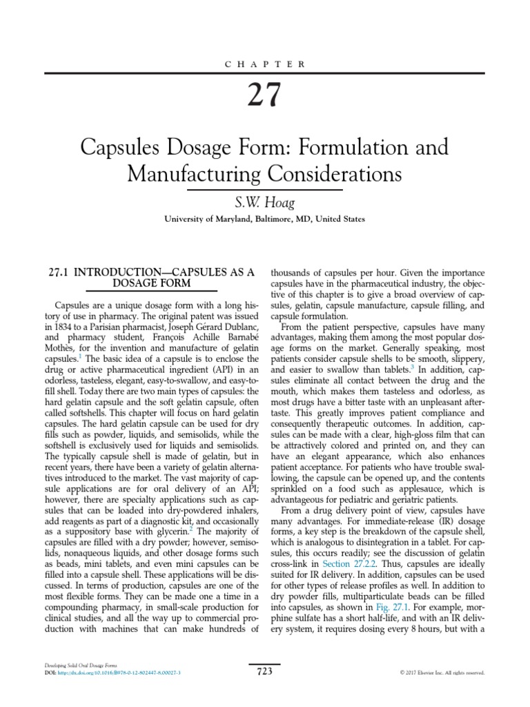Capsule Dosage Form and Manufacturing | PDF | Gelatin | Pharmaceutical ...