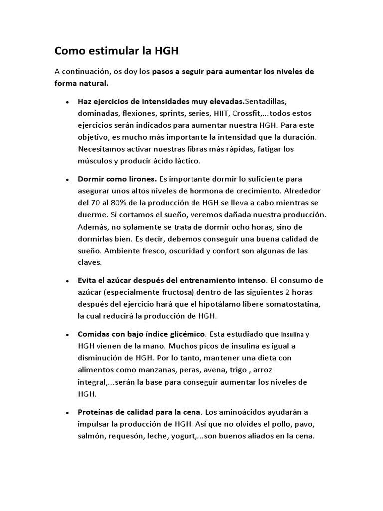 Como Estimular La HGH | Descargar gratis PDF | Hormona de crecimiento | Dormir